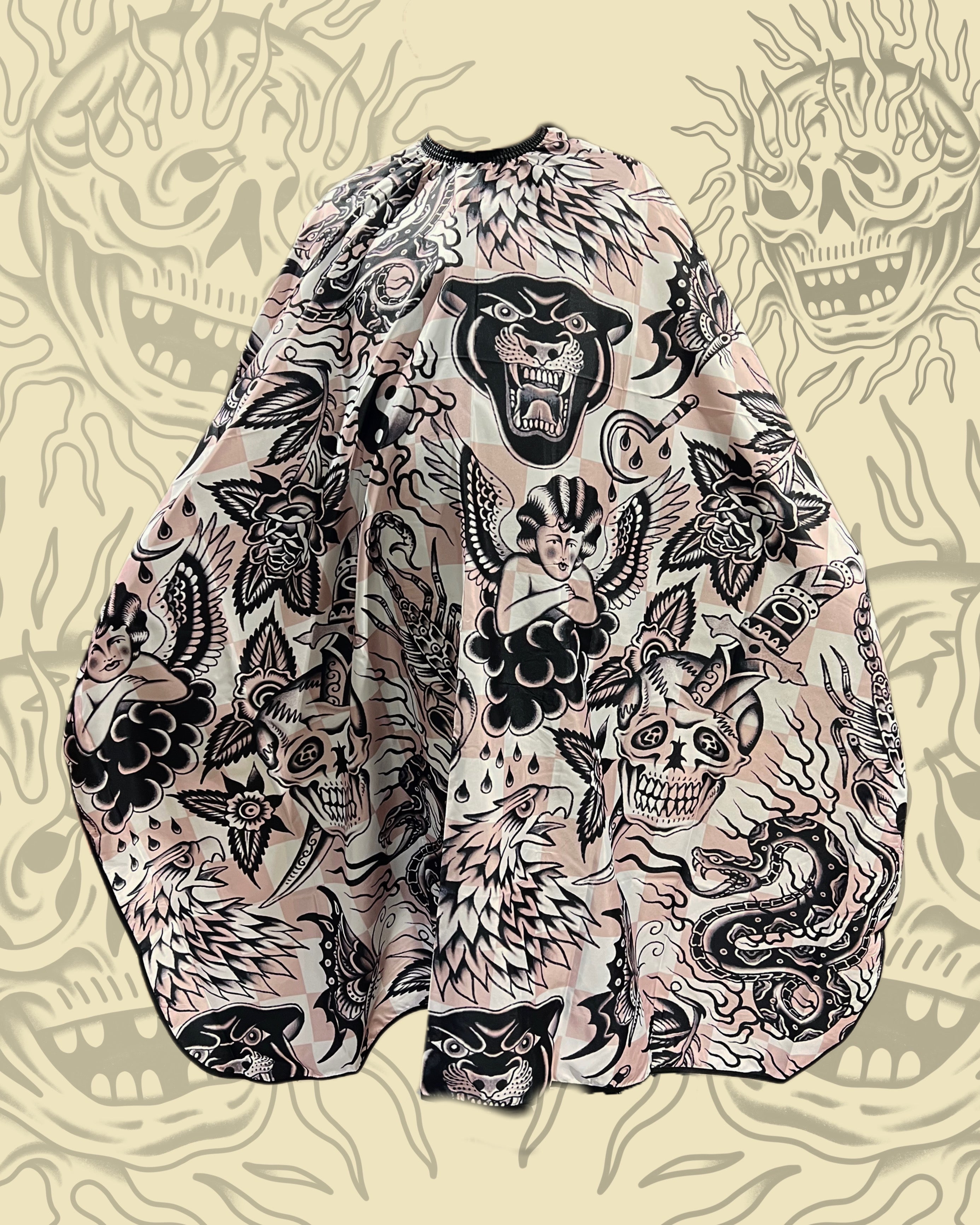 Checkered Flash Barber Cape – TAKE TO THE GRAVE